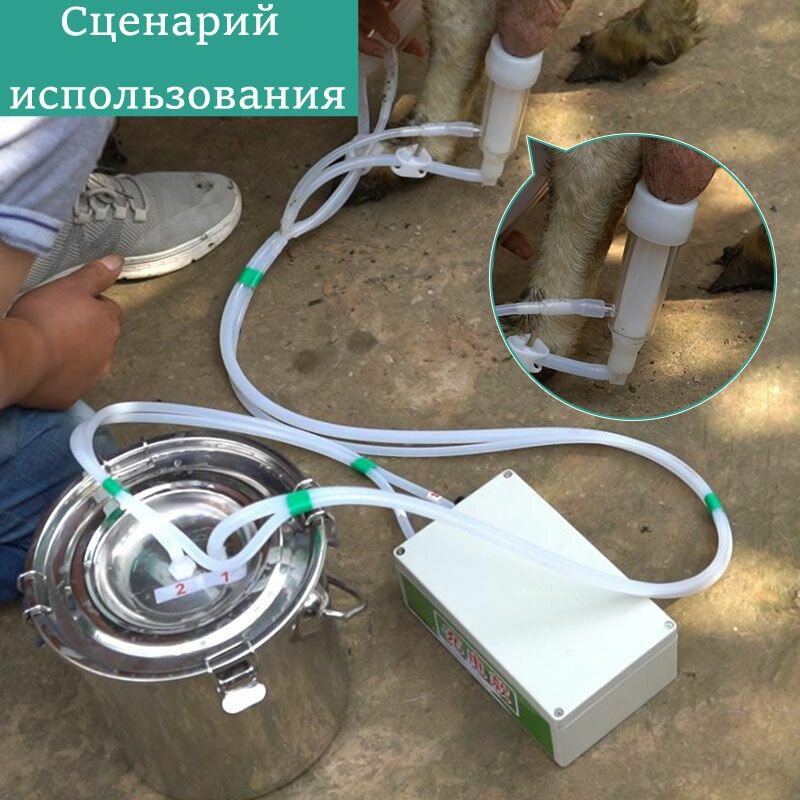Доильный аппарат для крупного рогатого скота, 10Л, портативный пульсирующий вакуумный доильный насос с ведром для молока из нержавеющей стали