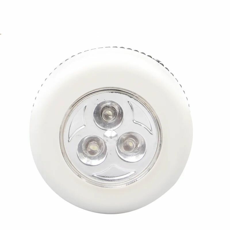Подсветка для шкафа и под шкафами: 3-LED лампа на батарейках AAA с беспроводным сенсорным выключателем для кухни, стен, багажника автомобиля и открытой местности