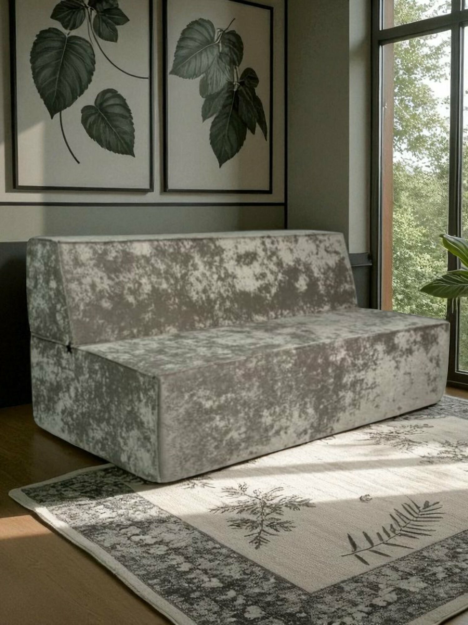 Бескаркасный диван кровать Клайд в вакуумной упаковке (диван раскладной 140*190), велюр Crush 5