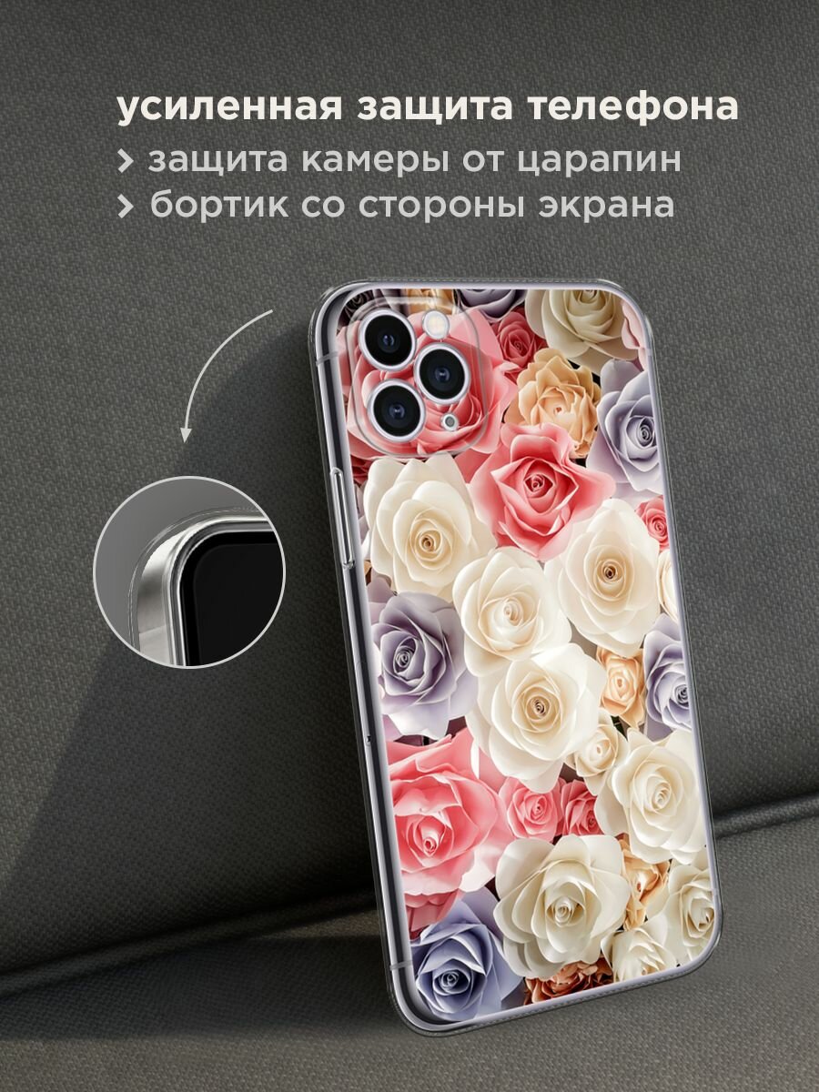 Чехол на Apple iPhone 11 Pro / Айфон 11 Про с принтом "Пастельные розы" — фото 1