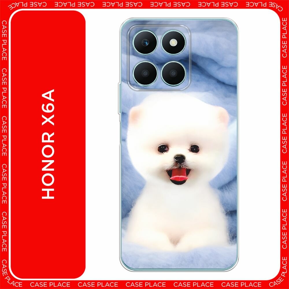 Силиконовый чехол на Honor X6A / Хонор X6A с принтом Белый пёсик