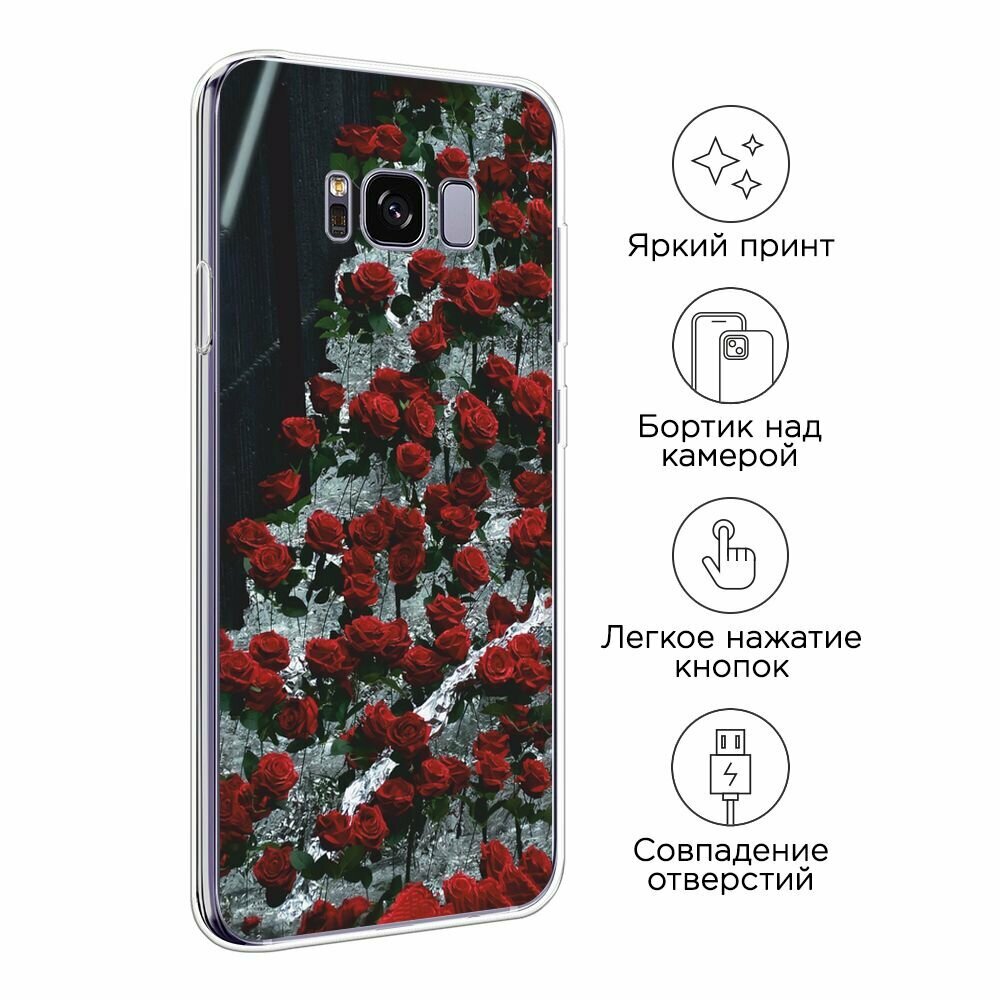 Чехол на Samsung Galaxy S8 + / Самсунг Галакси С8 Плюс с принтом Цветущие алые розы — фото 1