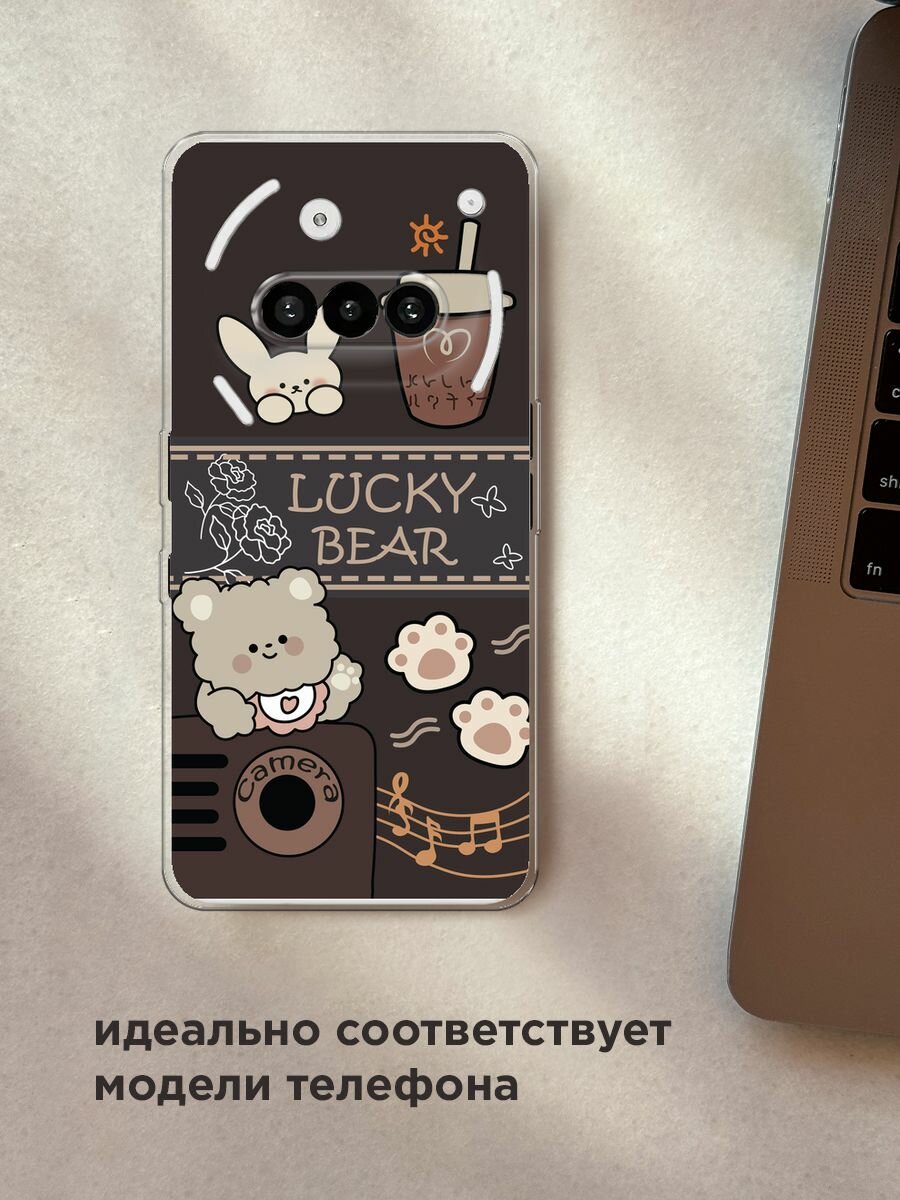 Чехол на Nothing Phone 3a / Нотинг Фон 3а с принтом "Lucky bear coffee 1" — фото 1