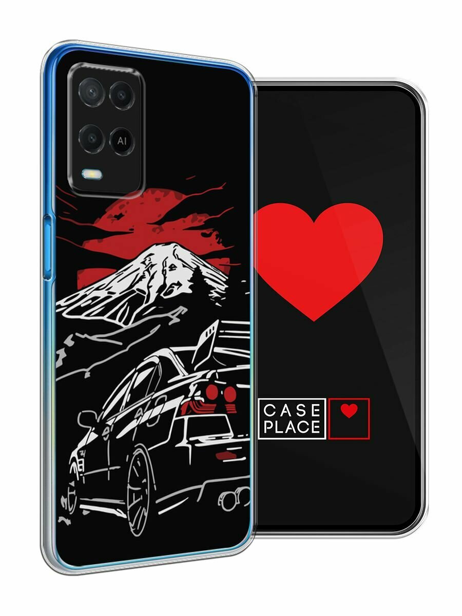 Силиконовый чехол на Oppo A54 / Оппо A54 с принтом "Машина в горах JDM" — фото 1