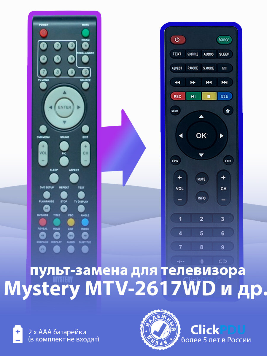 Пульт для телевизора Mystery MTV-2617WD