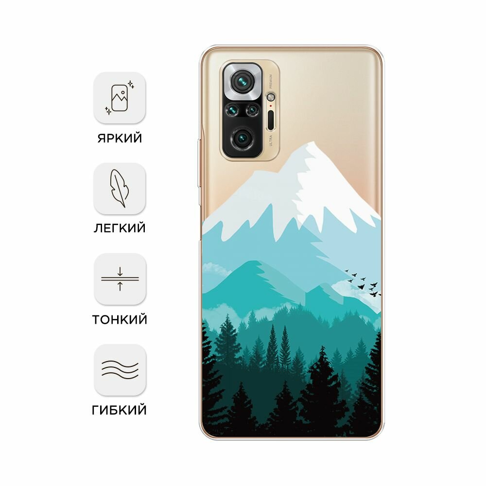 Чехол на Xiaomi Redmi Note 10 Pro / Сяоми Редми Нот 10 Pro с принтом "Синяя снежная гора", прозрачный — фото 1