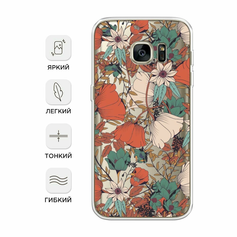Чехол на Samsung Galaxy S7 / Самсунг Галакси С 7 с принтом Несобранный букет, прозрачный — фото 1