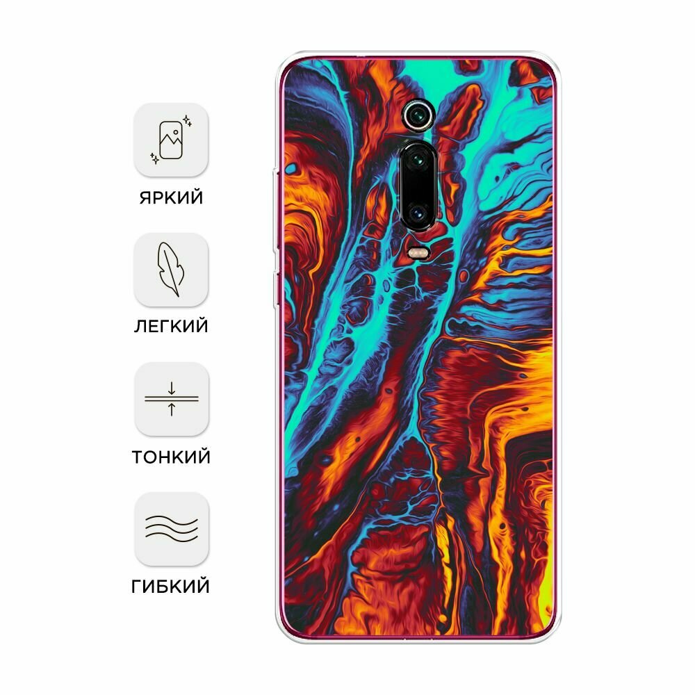 Чехол на Xiaomi Redmi K20/K20 Pro/Mi 9T/9T Pro / Сяоми Редми К20/K20 Pro/Mi 9T/9T Pro с принтом Желто-голубой флюид — фото 1