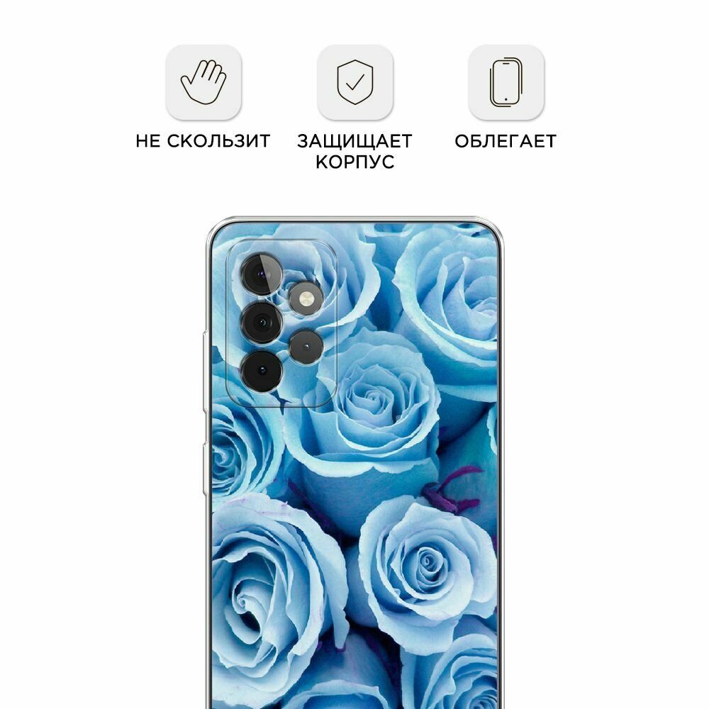 Чехол на Samsung Galaxy A72 / Самсунг Галакси А72 с принтом Лазурные розы — фото 1