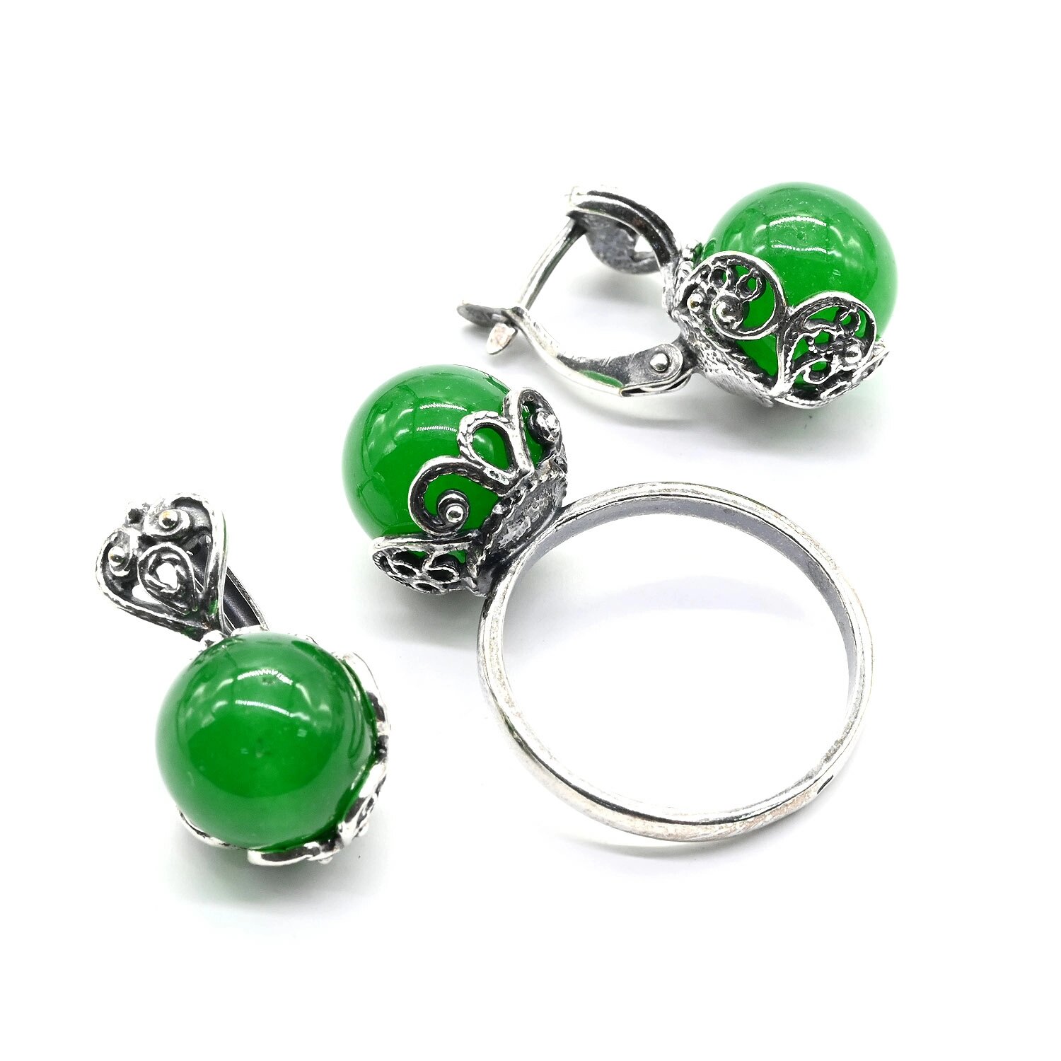 Серьги, хризопраз