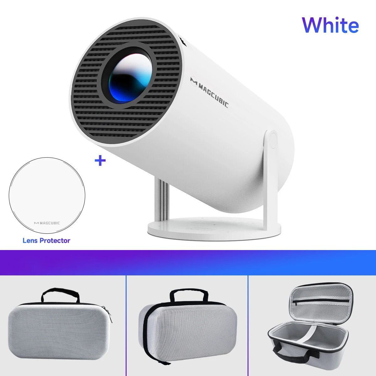 Magcubic HY300 Pro 4K Проектор, White-Bag-Lens, вилка ЕС