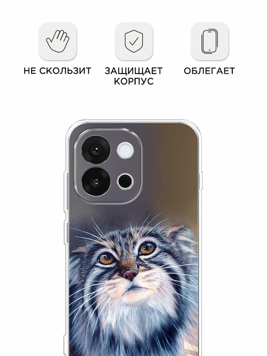 Силиконовый чехол на OnePlus 13T / Ван Плас 13Т с принтом "Кот манул 2" — фото 1