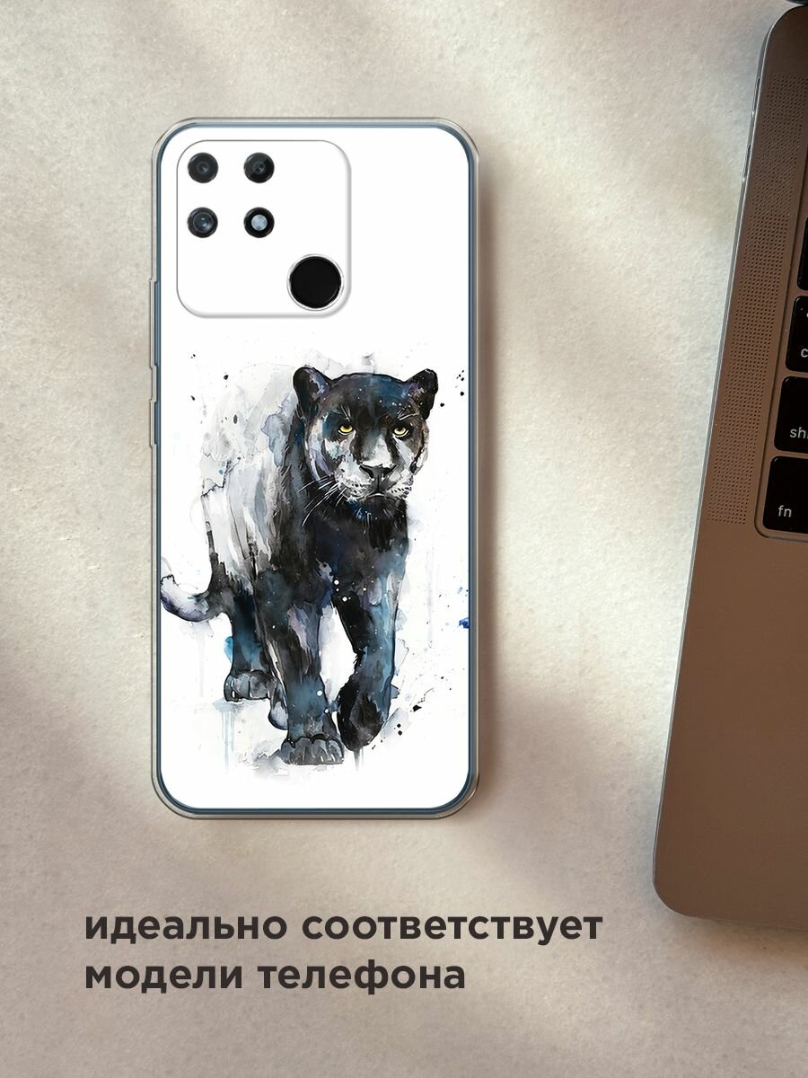 Чехол на Realme Narzo 50A / Реалми Нарзо 50A с принтом "Пантера арт 3" — фото 1