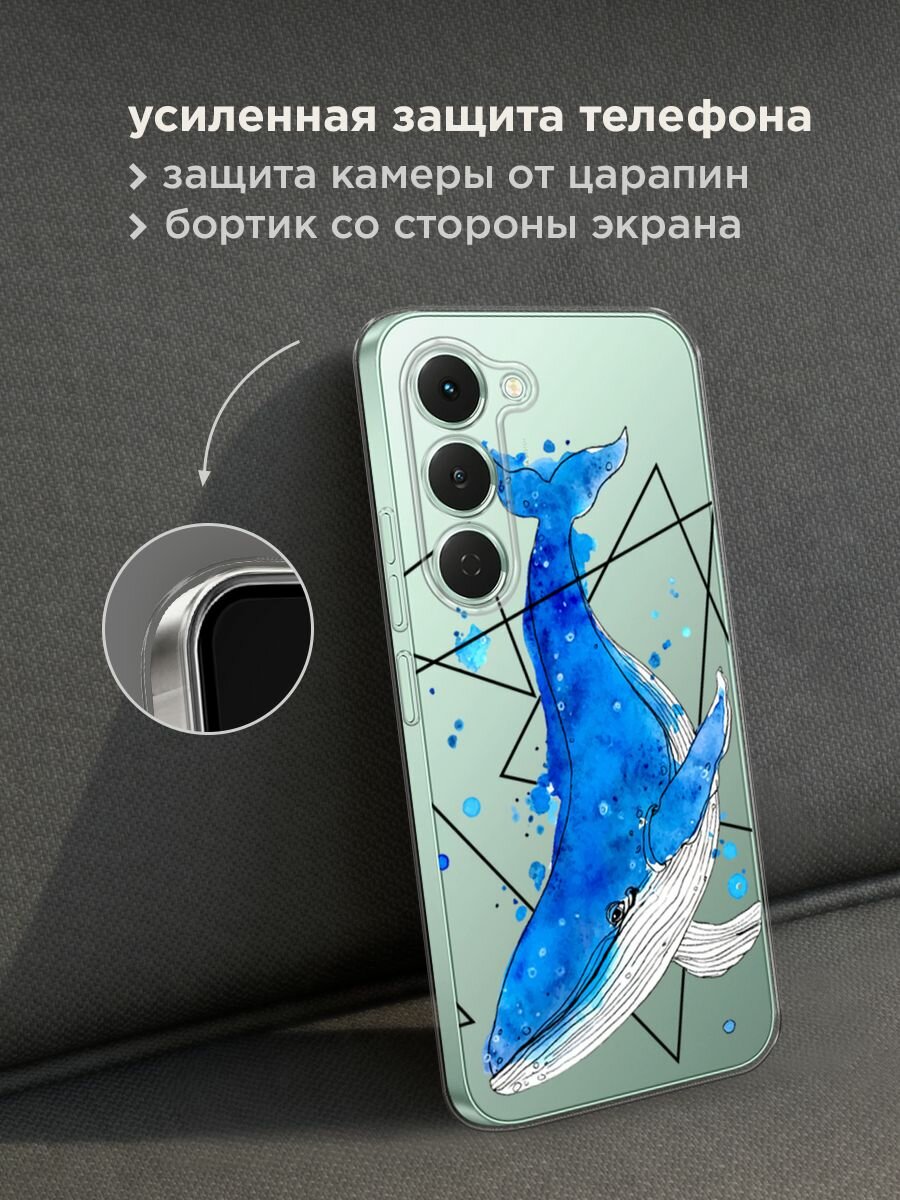 Чехол на Tecno Spark 40 Pro / Текно Спарк 40 Про с принтом "Кит графика", прозрачный — фото 1