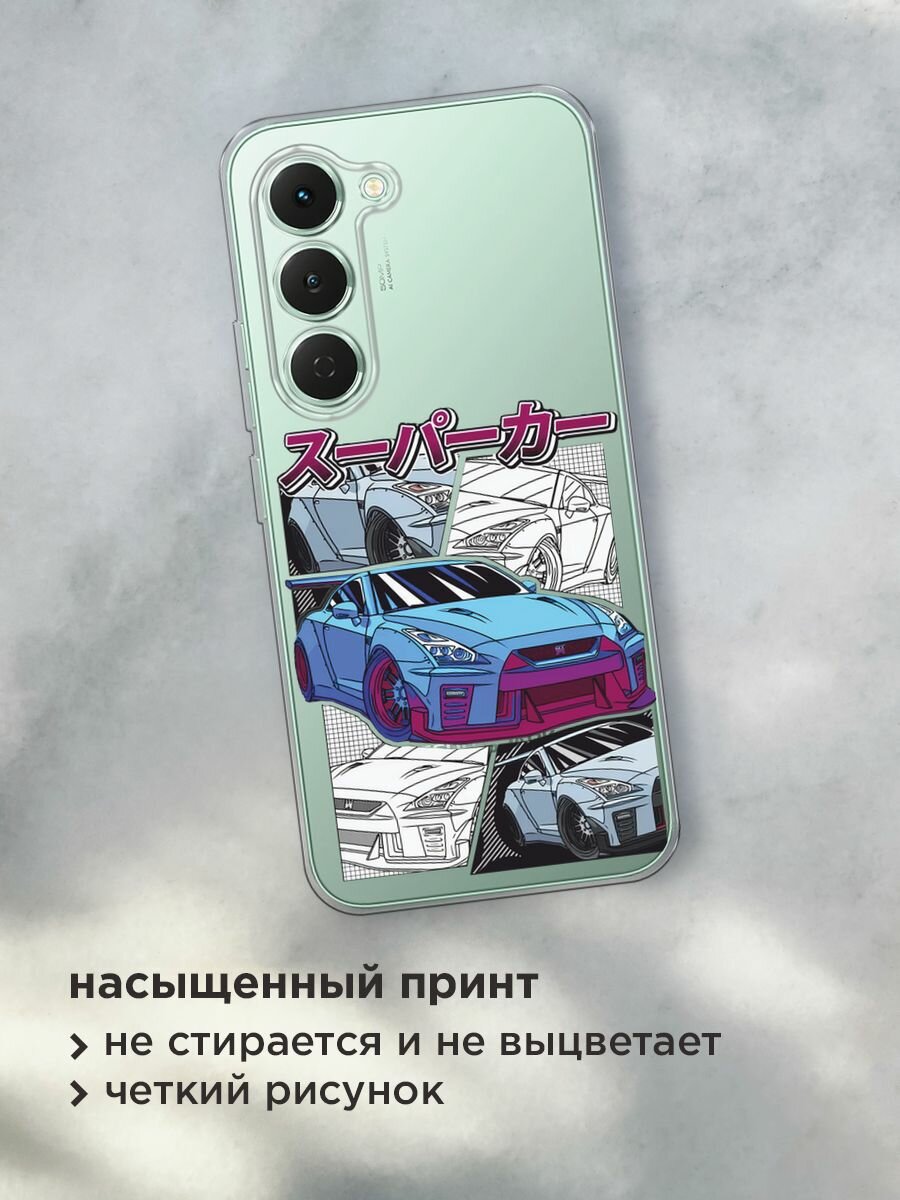 Чехол на Tecno Spark 40 Pro / Текно Спарк 40 Про с принтом "JDM коллаж", прозрачный — фото 1