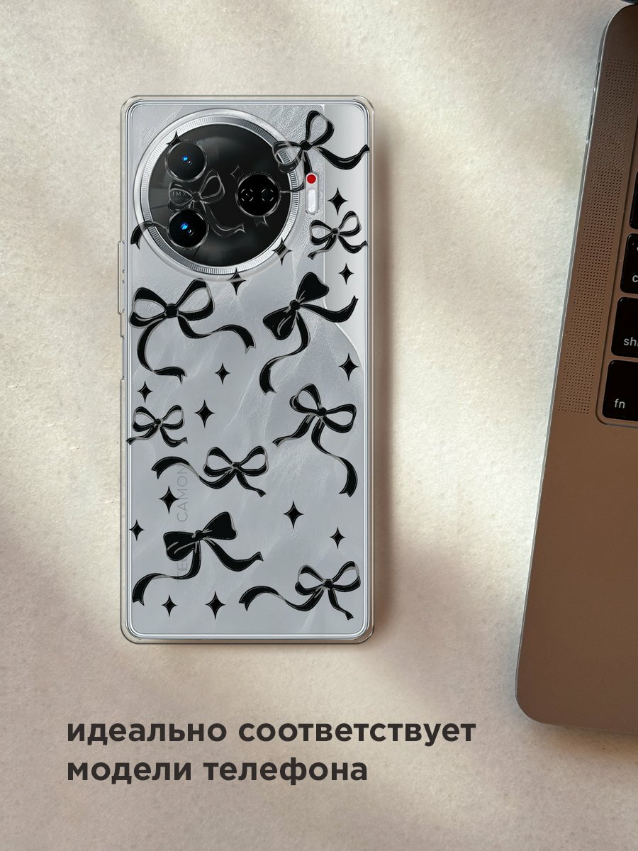 Чехол на Tecno Camon 30 Pro 5G / Текно Камон 30 Про 5G с принтом "Милые чёрные бантики 4" — фото 1