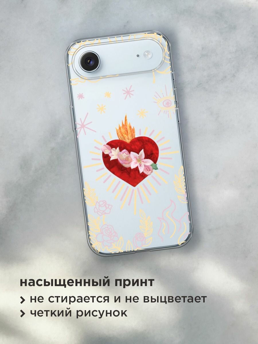 Чехол на Apple iPhone Air / Айфон Айр с принтом "Сердце в цветах", прозрачный — фото 1