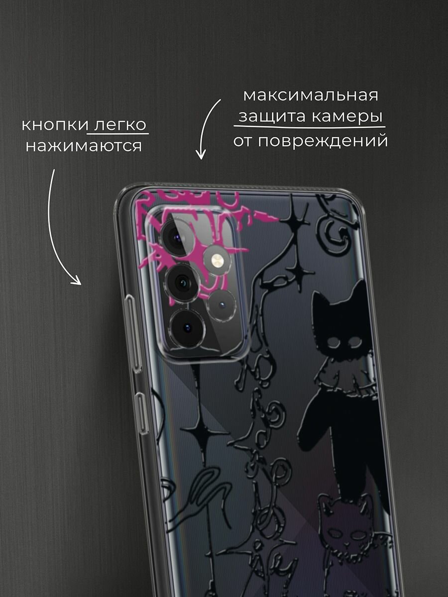 Чехол на Samsung Galaxy A72 / Самсунг Галакси А72 с принтом "Готические котики" — фото 1