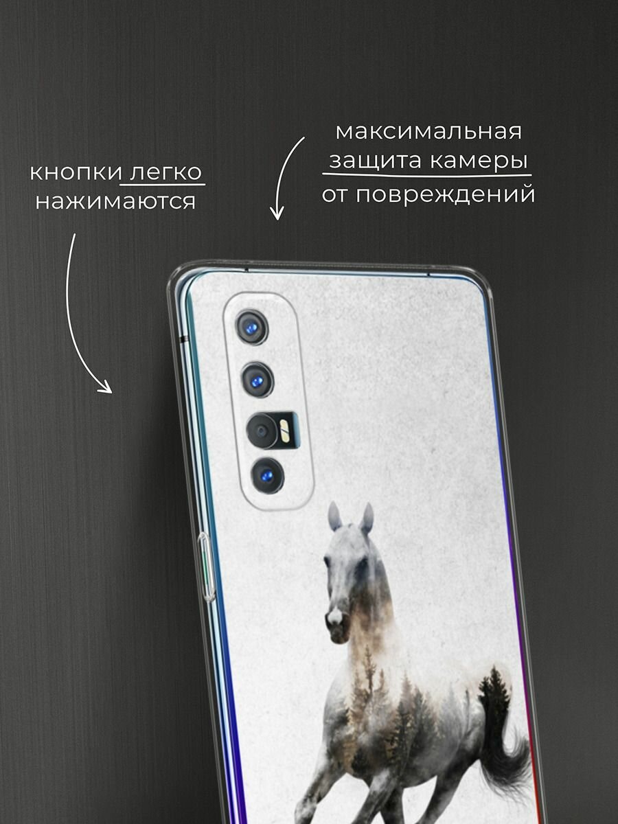 Чехол на Oppo Reno 3 Pro / Оппо Рено 3 Про с принтом "Лошадь лес" — фото 1