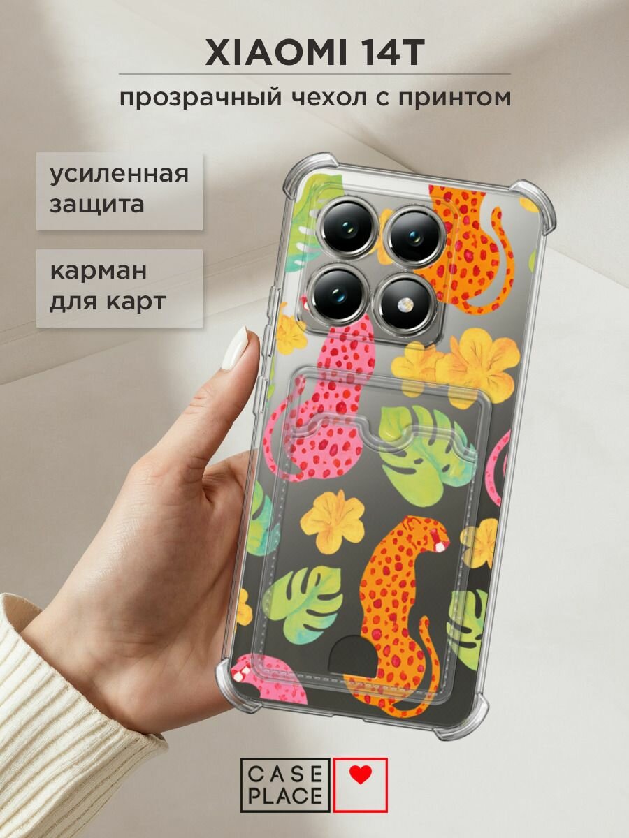 Чехол на Xiaomi 14T (Сяоми 14T) с картой и принтом "Экзотика"