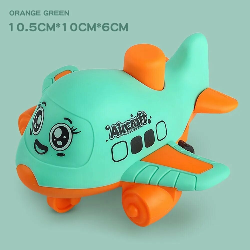 Игрушка-самолёт "Весёлый авиатор", инерционная машинка, для малышей, зелено-оранжевая