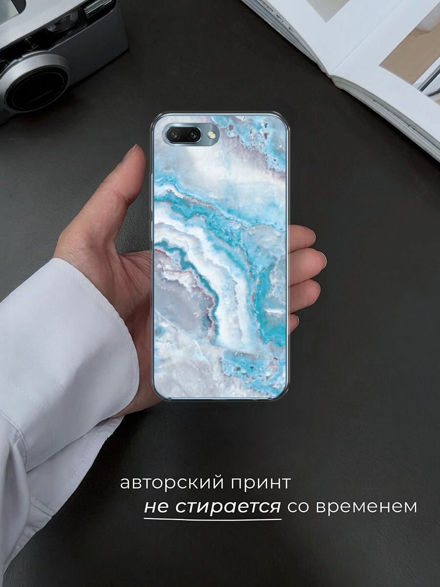 Чехол на Honor 10 / Хонор 10 с принтом "Нежно-голубой мрамор" — фото 1