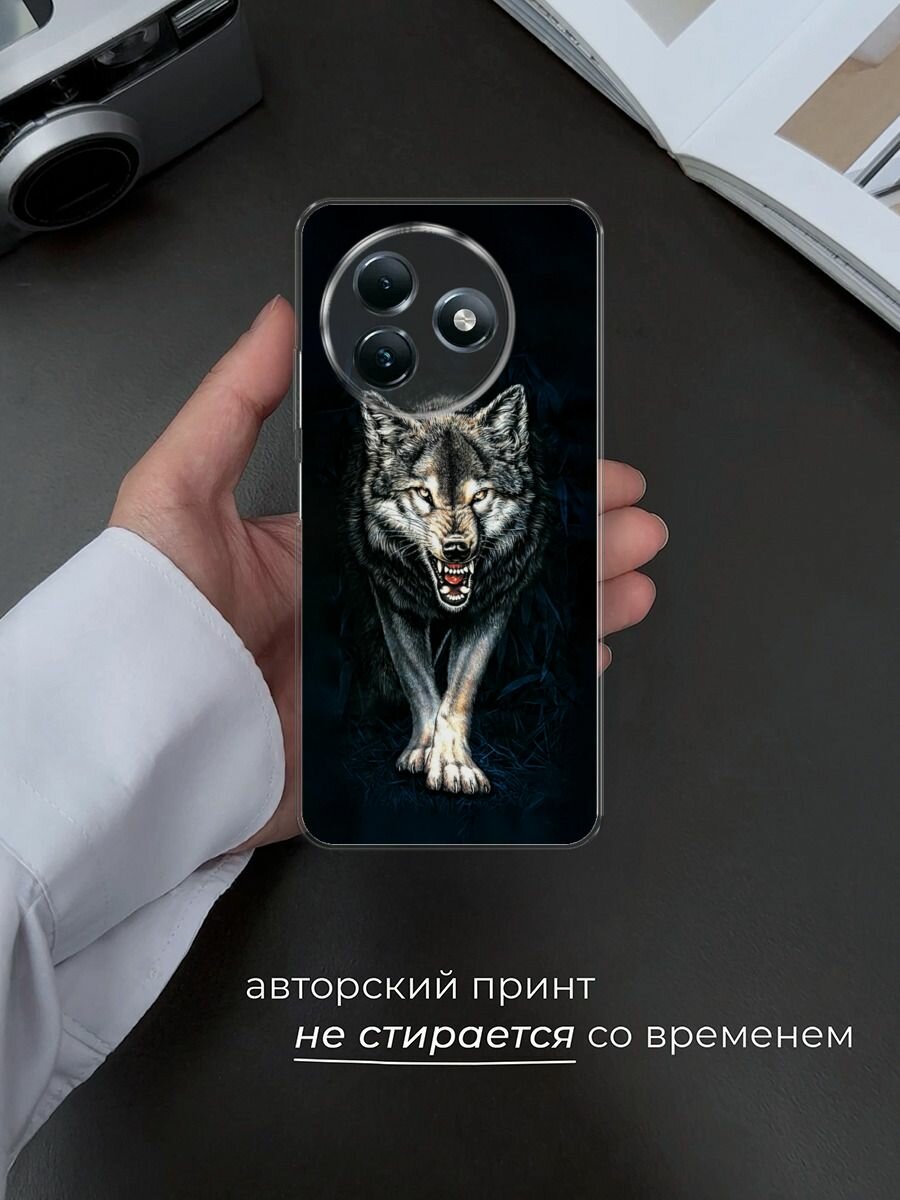 Чехол на Itel S24 / Ител S24 с принтом "Злобный волк из ночи" — фото 1
