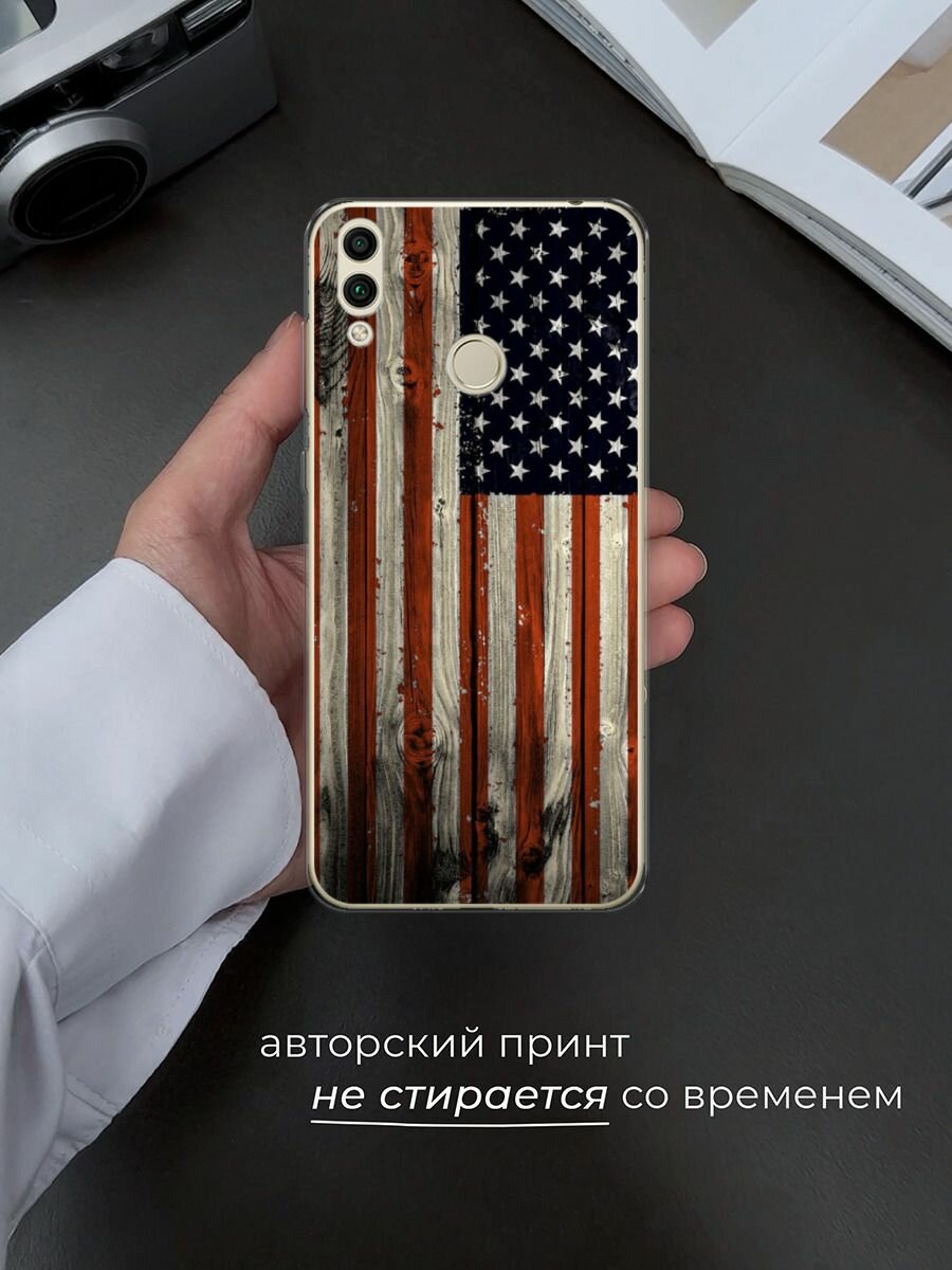 Силиконовый чехол на Honor 8C / Хонор 8С с принтом "США" — фото 1