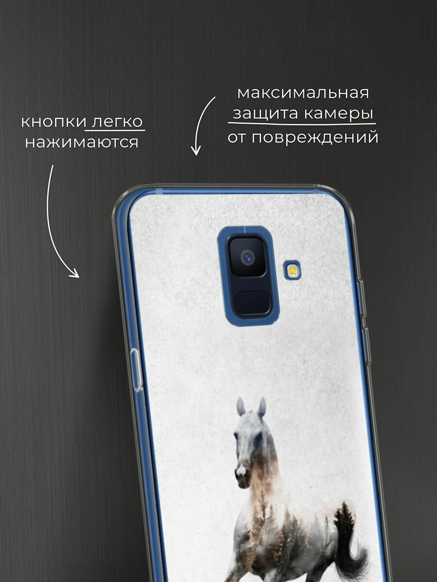 Чехол на Samsung Galaxy A6 / Самсунг Галакси А6 с принтом "Лошадь лес" — фото 1