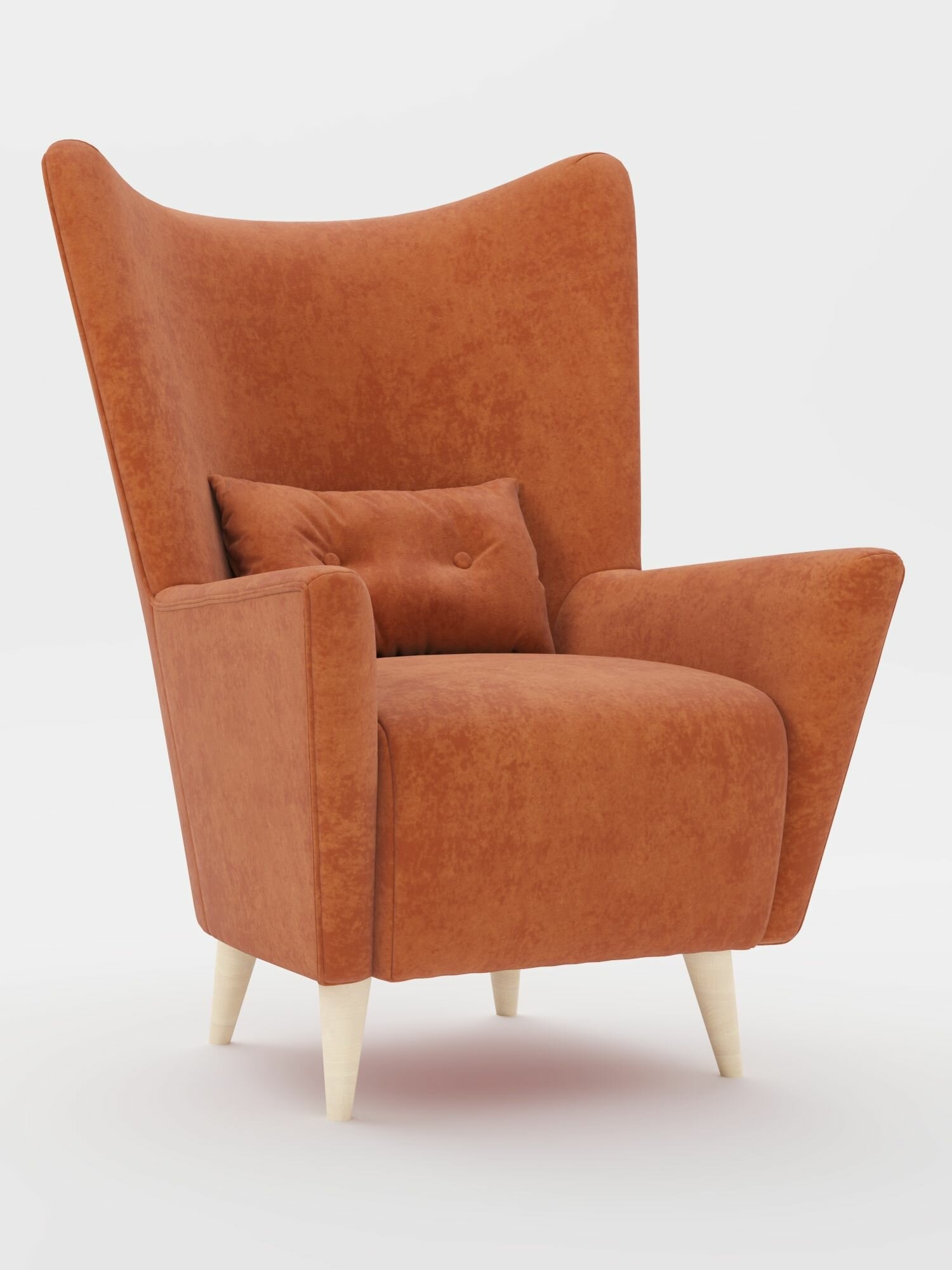 Кресло мягкое для дома, отдыха в гостиной Грейс от W&B, премиум велюр оранжевый
