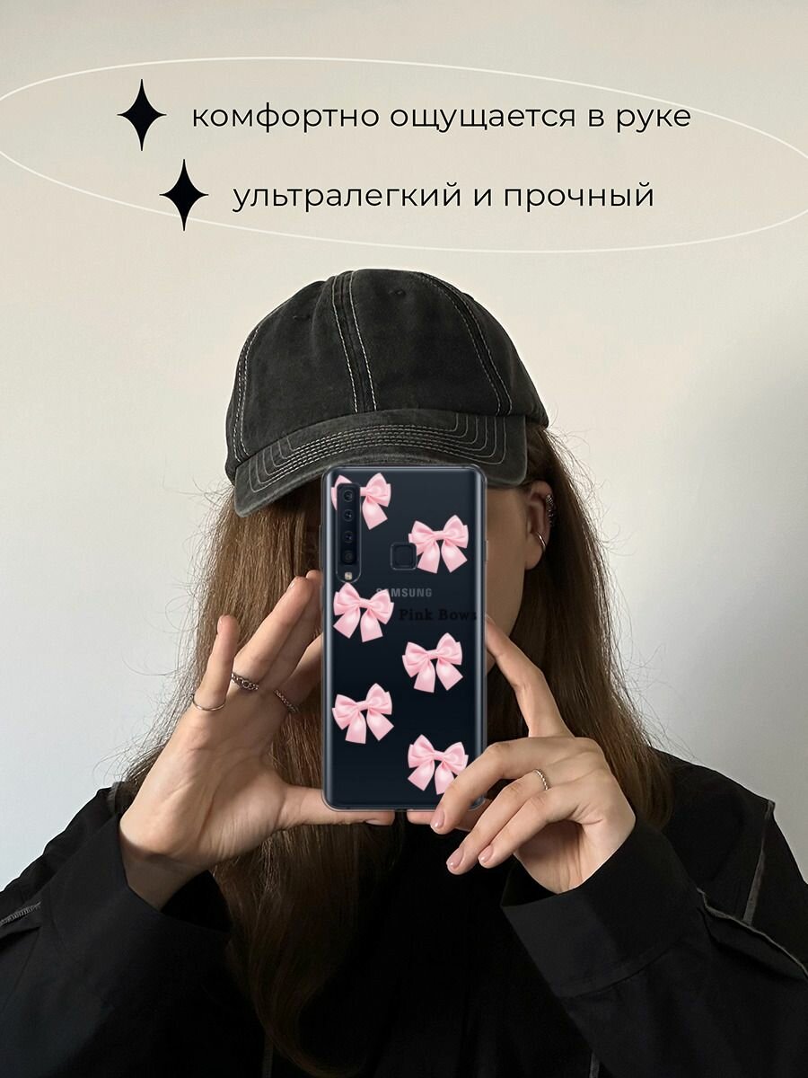 Чехол на Samsung Galaxy A9 2018 / Самсунг Галакси А9 2018 с принтом "Pink Bows", прозрачный — фото 1