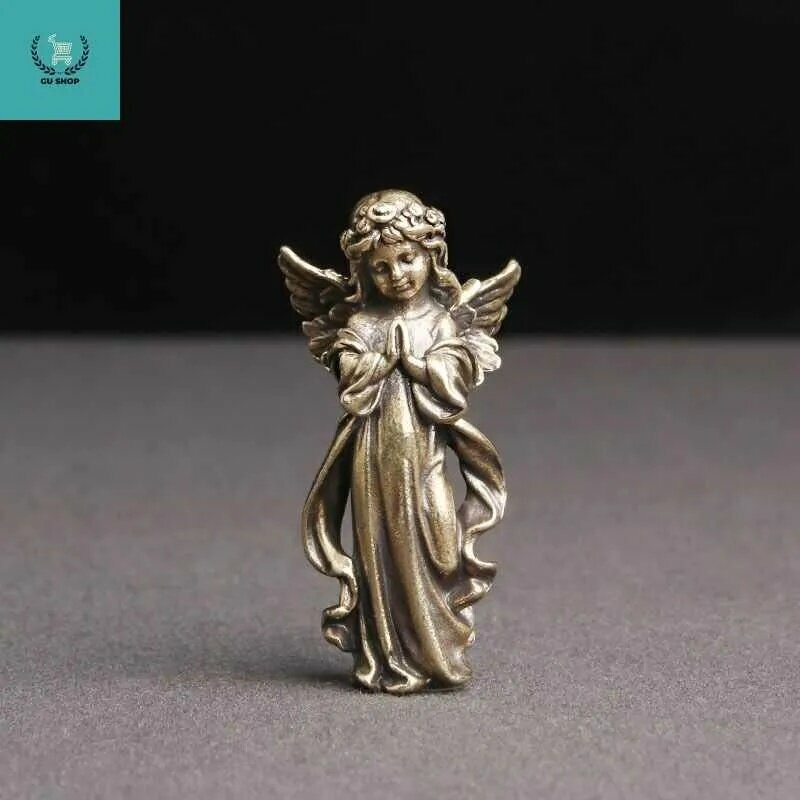 Латунная фигурка маленького ангела, металлический сувенир для коллекционирования и декора