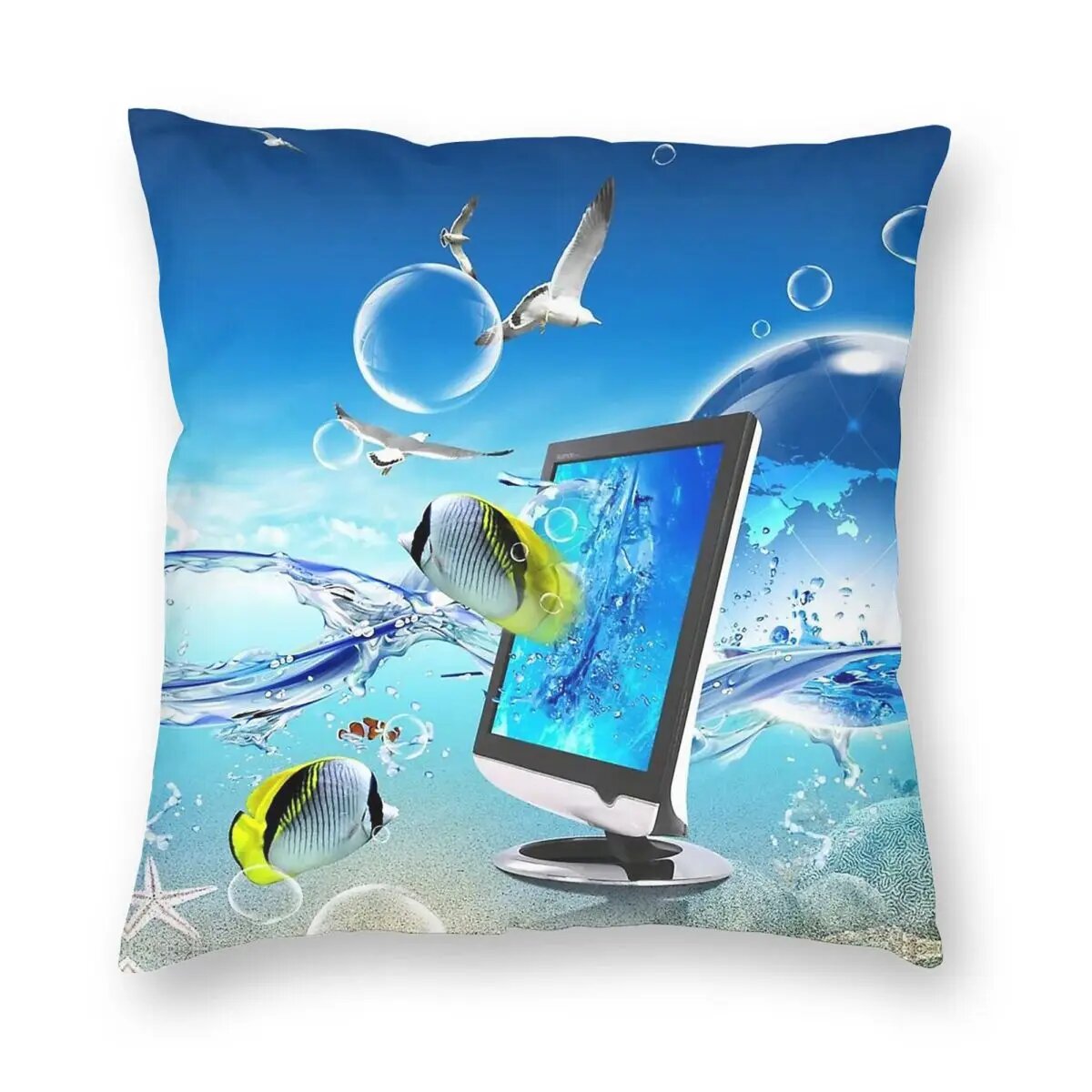 Наволочка Frutiger Aero квадратная полиэстер/лен/бархат 40x40cm Linen