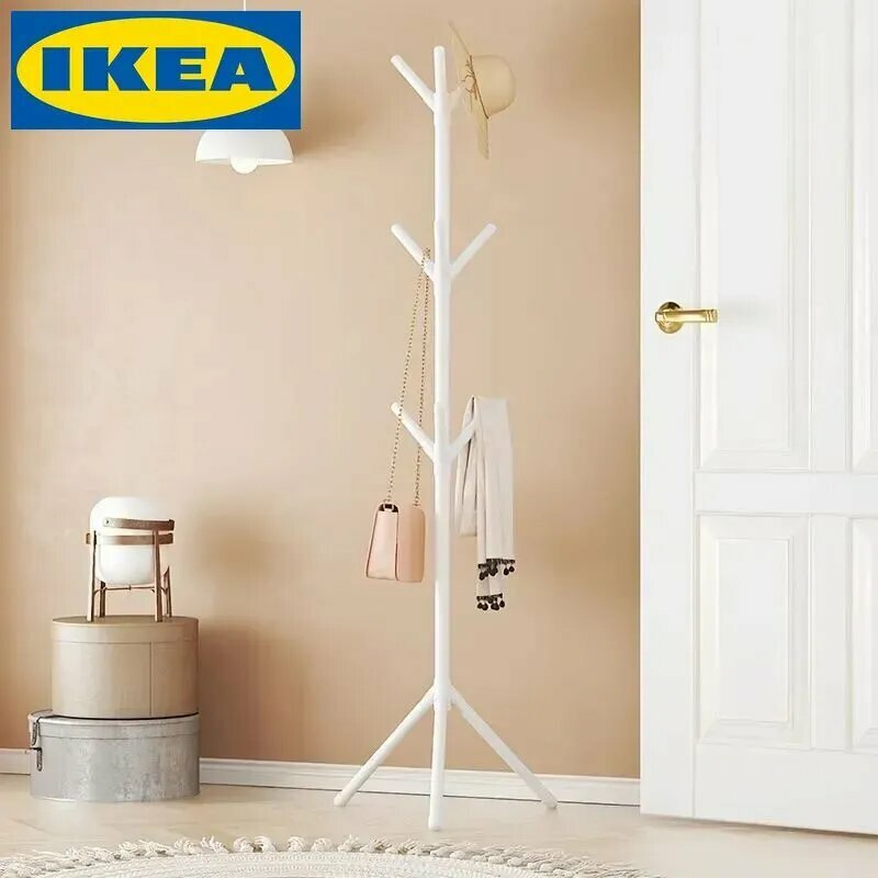 IKEA Вешалка напольная，Подвеска для белья, целая деревянная вешалка, домашняя вешалка.