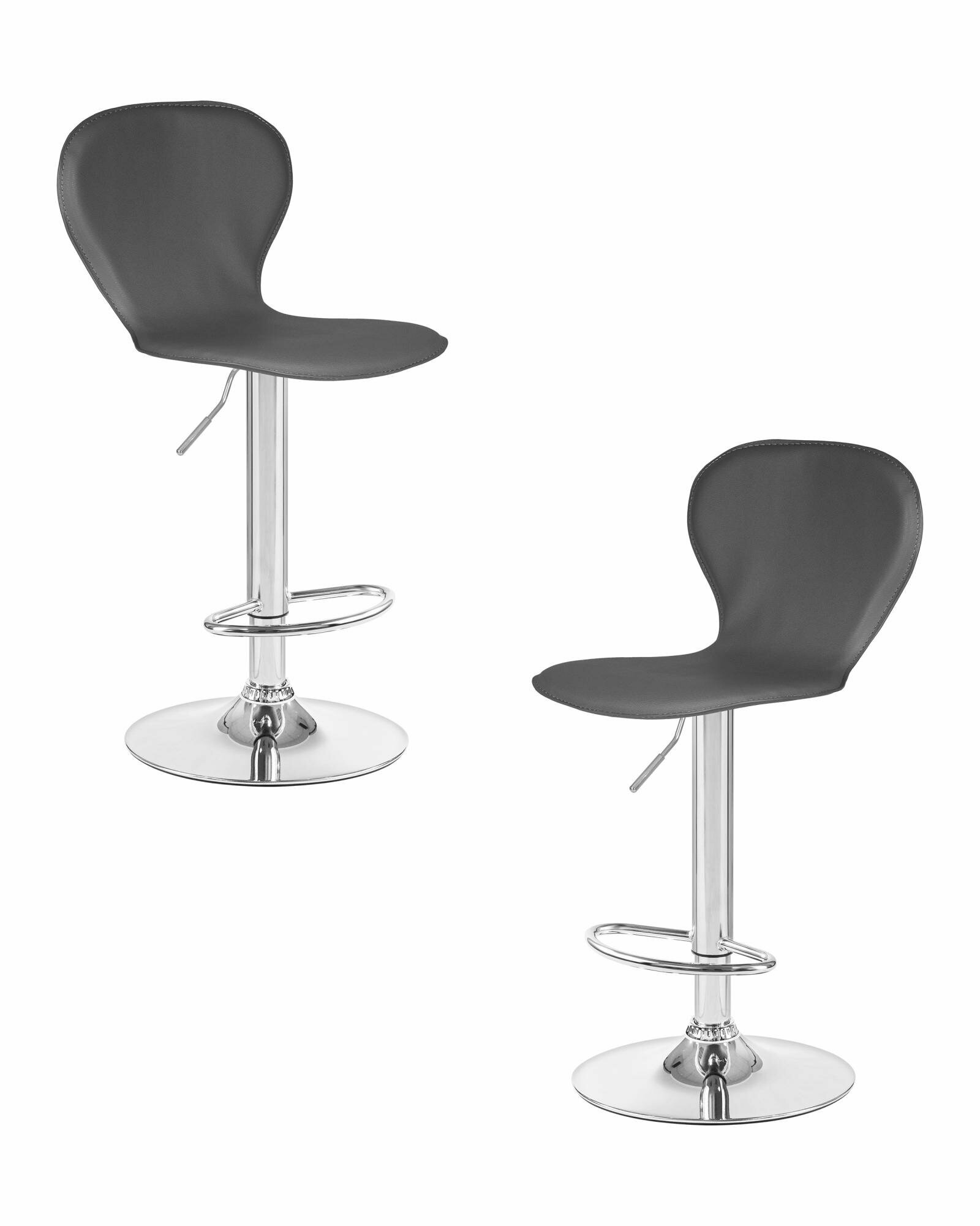 Стул ELISA DOBRIN серый, экокожа и металл, мягкое сиденье, без подлокотников