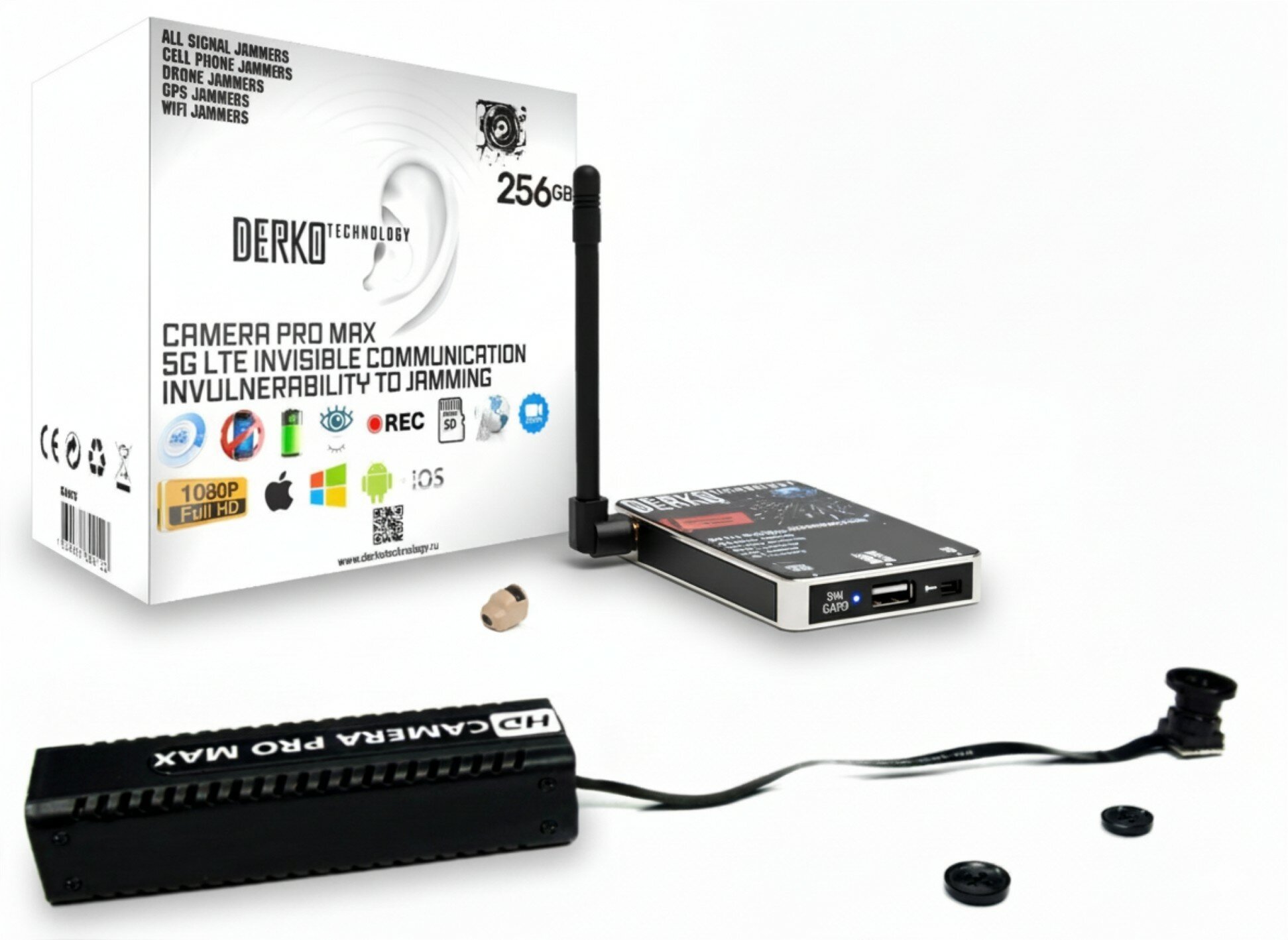 Система обхода глушилок 5G/LTE с микрокамерой 16MP Full HD 10x zoom и микронаушник Pico 4 ммм