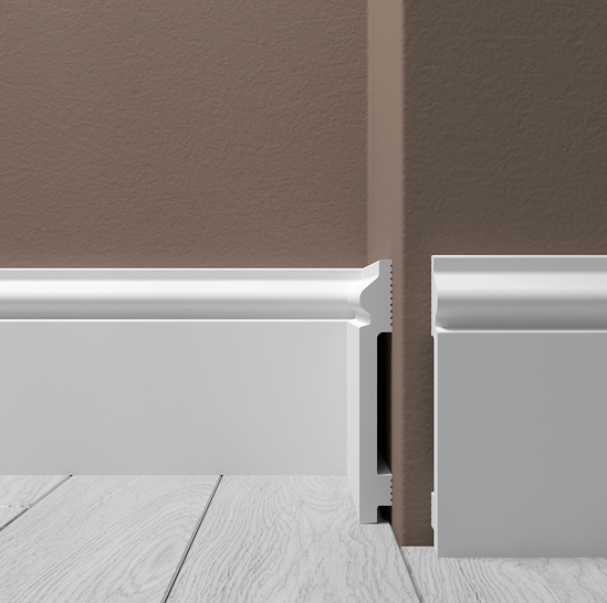 Плинтус напольный 11x82 мм белый ударопрочный полистирол полиуретановый под покраску 1 метр