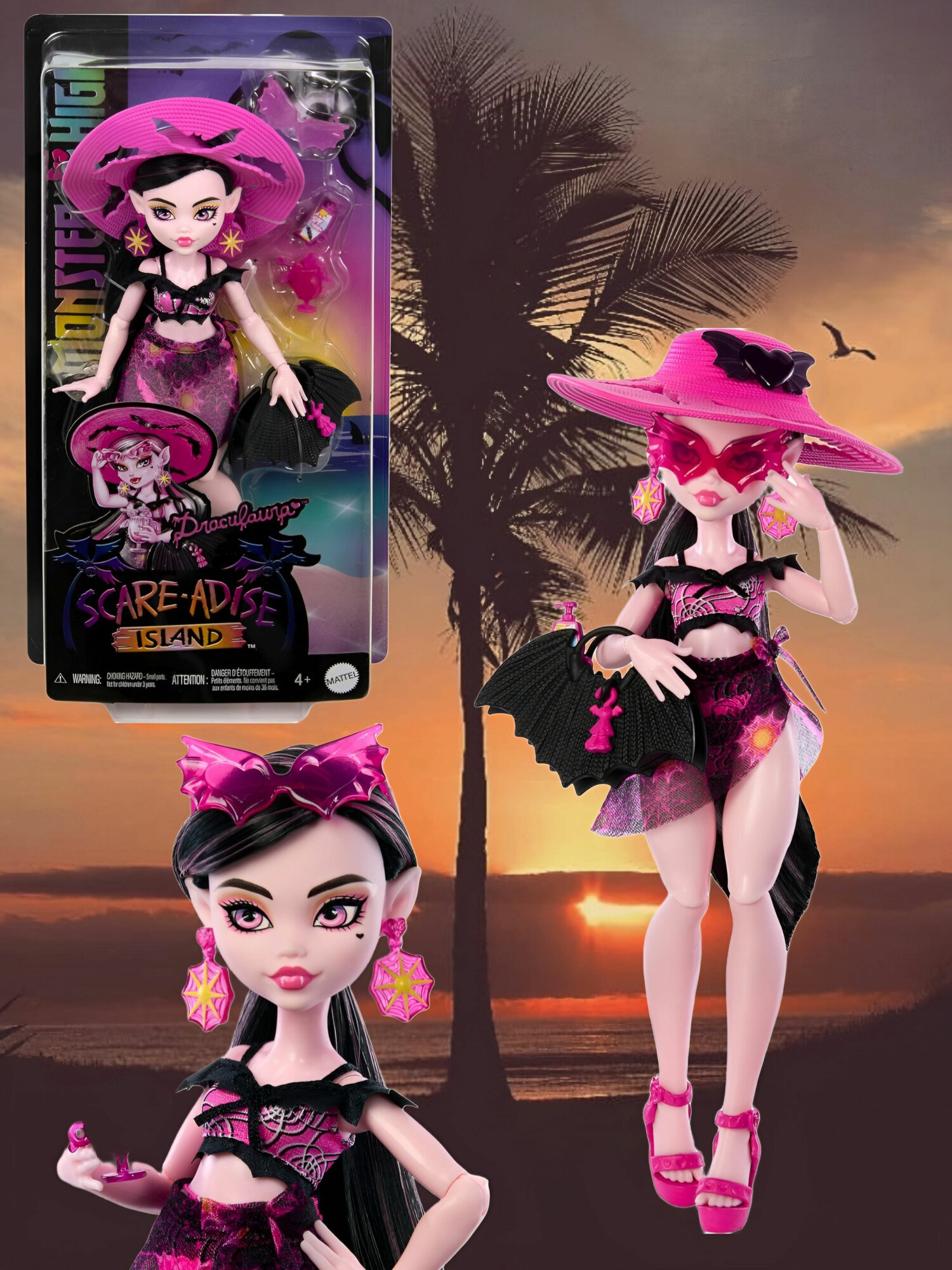 Монстр Хай Дракулаура пляж Scare-Adise Island Draculaura Fashion Doll with Swimsuit Accessories