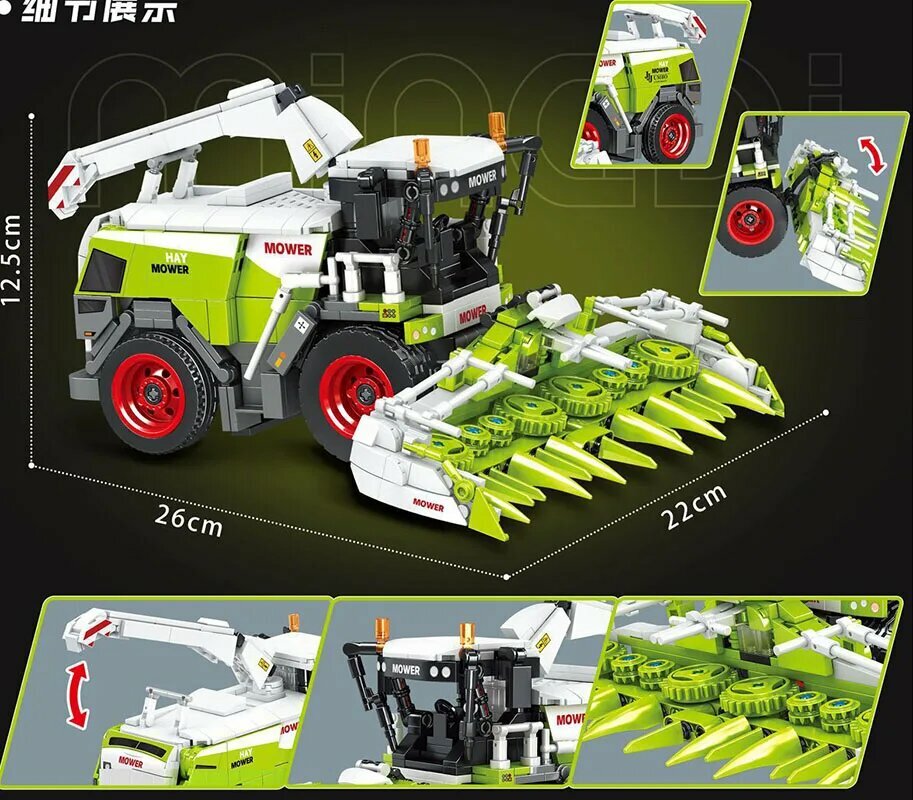 Пластиковые блоки гусеничный трактор Зеленый, 3164