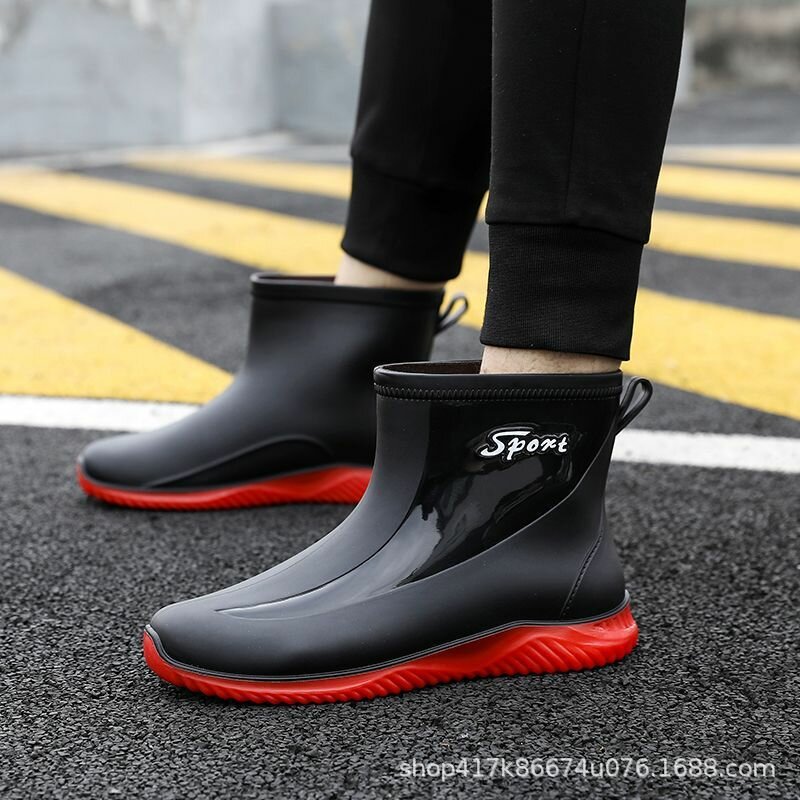 Мужские низкие нескользящие резиновые сапоги, рабочие резиновые сапоги, обувь для работы на кухне, водонепроницаемая обувь, износостойкие мужские резиновые туфли.