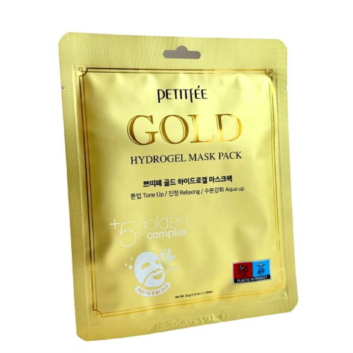 Petitfee Гидрогелевая маска для лица с золотом (1шт) Gold Hydrogel Mask