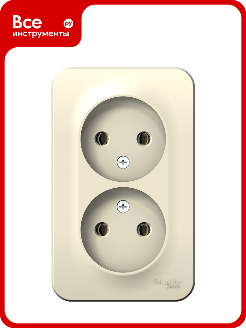 Двойная розетка Systeme Electric BLANCA открытой установки, без заземления, без шторок, молочный BLNRA000212, для сетей