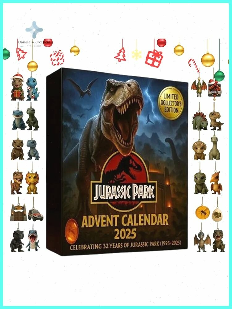 Рождественский динозавр Advent 2025, детский календарь обратного отсчета динозавров