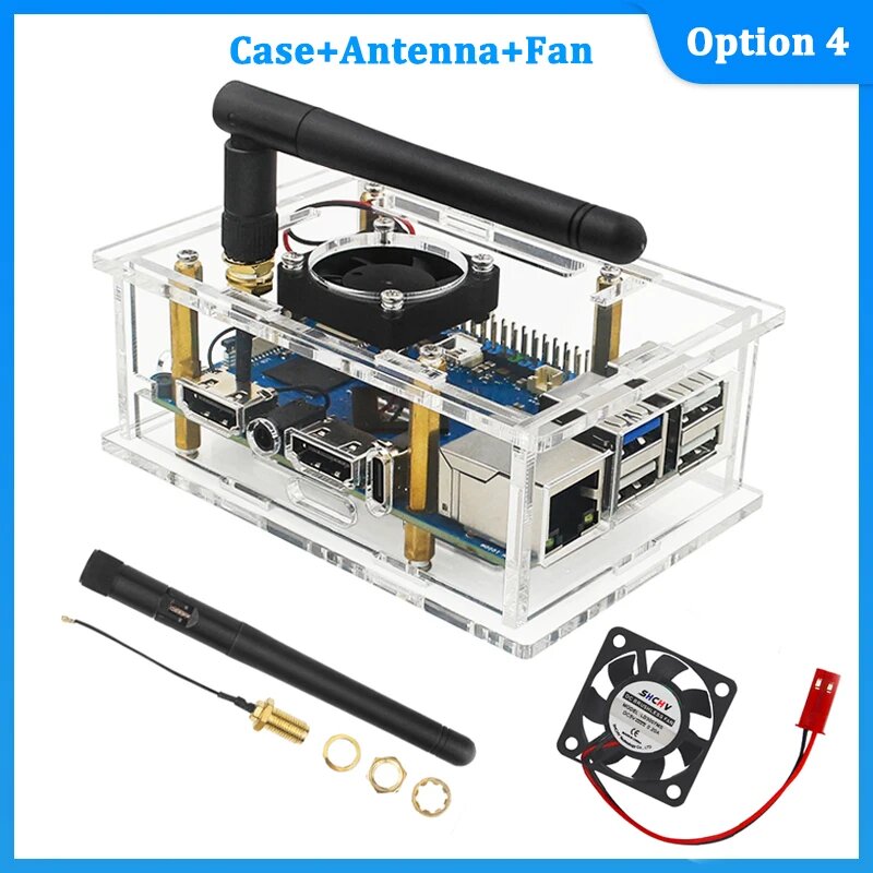 Аксессуар для Orange Pi 5 Pro, акриловый корпус с вентилятором