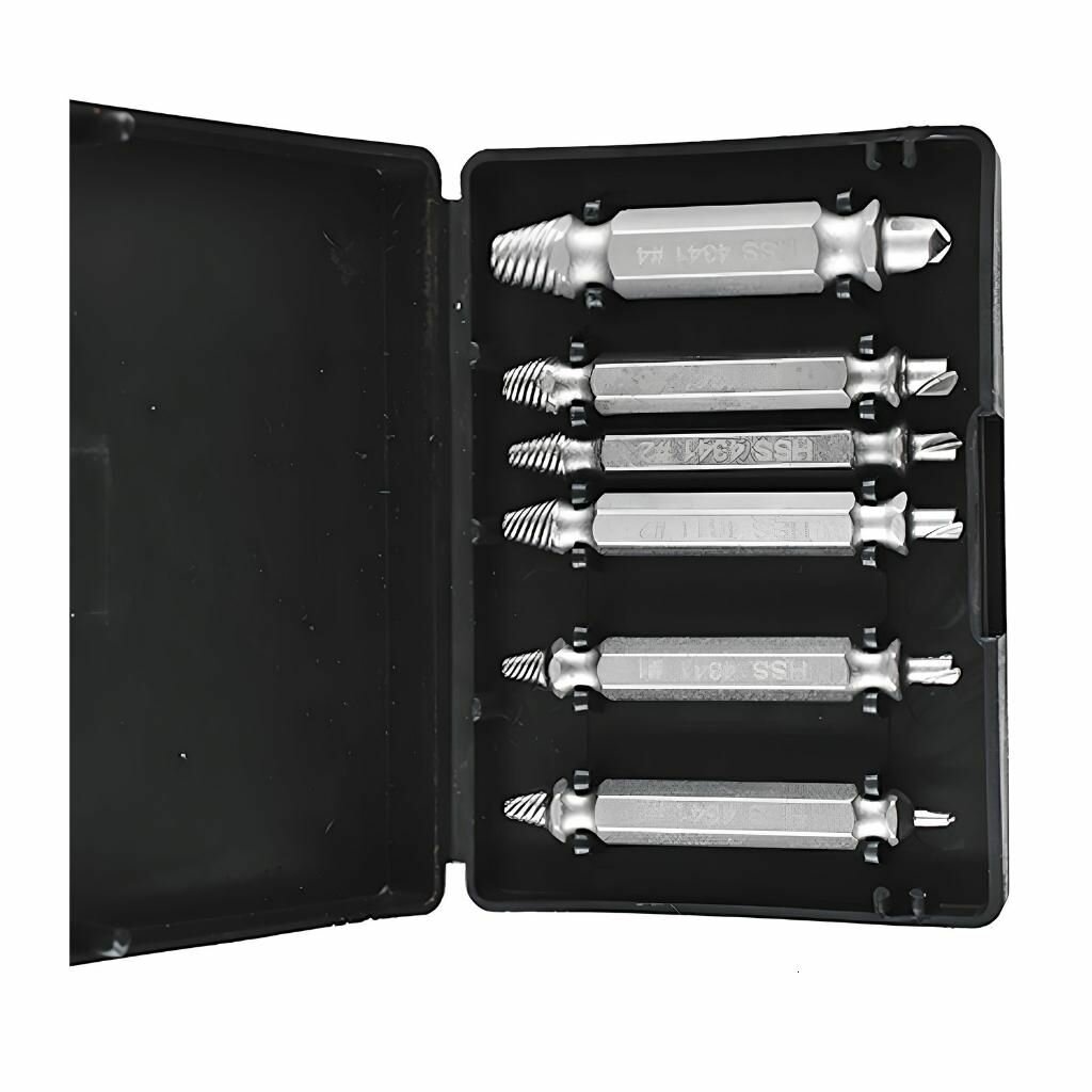 Набор шнековых экстракторов из шести частей-тип HSS с серебряной гравировкой