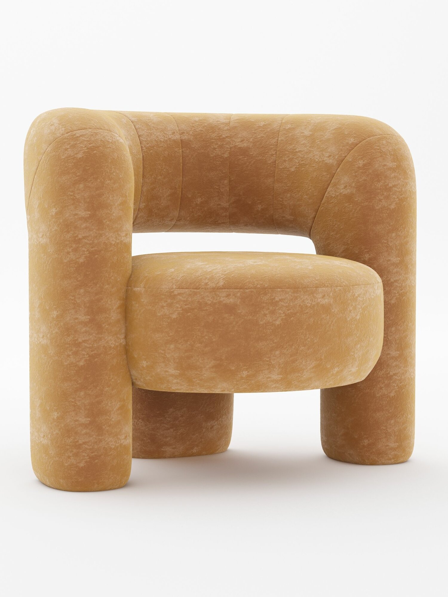 Кресло мягкое для дома, отдыха в гостиной Глер от W&B, велюр плюш: оранжевый