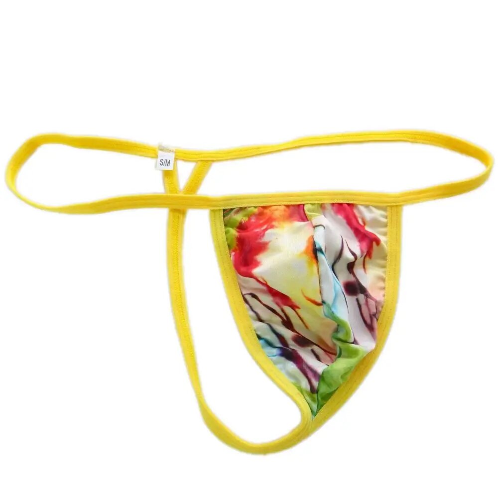 Мужские стринги желтые L, feather yellow pink