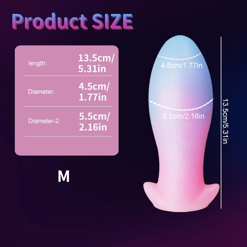 Большой анальный тампон-массажер из жидкого силикона в форме драконьего яйца, мягкий и noctilucent M