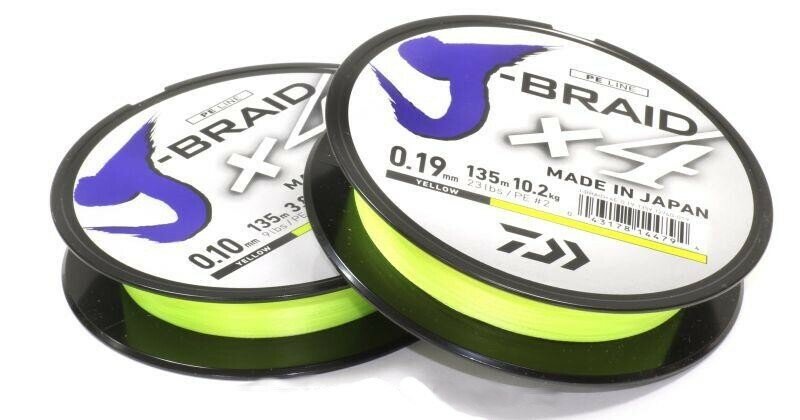 Шнур Daiwa J-Braid X4 Yellow 135m 0.10mm