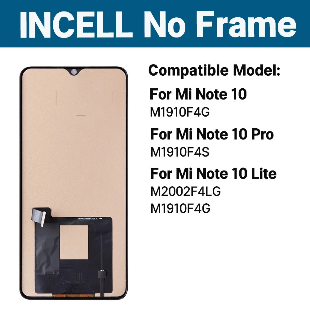 Дисплей M1910F4G M1910F4S M2002F4LG 100% премиум-класса для Xiaomi MI Note 10 Pro сенсорный ЖК-экран для Xiaomi Note 10 Lite дисплей INCELL No Frame